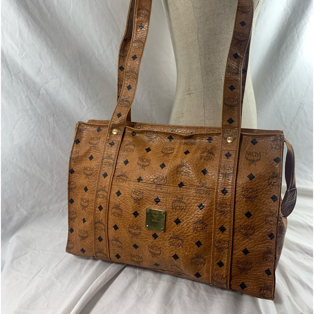 Genuine Mcm Munchen Cognac Tan Signature Canvas And L… - Gem